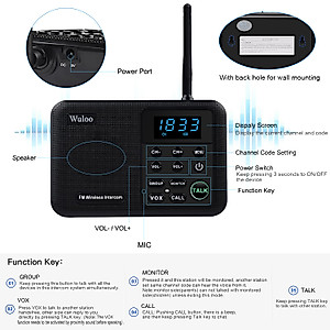 Wuloo Intercoms Wireless for Home 1 Mile Range 22 Channel 100 Digital Code Display Screen, Wireless Intercom System for Home House Business Office, Room to Room Intercom Communication(2Stations,Black)