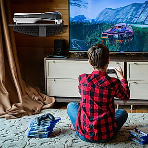 Kosker PS5 Slim Wall Mount Kit Horizontal, PS5 Shelf Wall Mount Horizontal for PlayStation 5 Slim Disc & Digital, PS5 Accessories Base Stand, Upgraded Floating PS5 Wall Mount with Screw Fixing