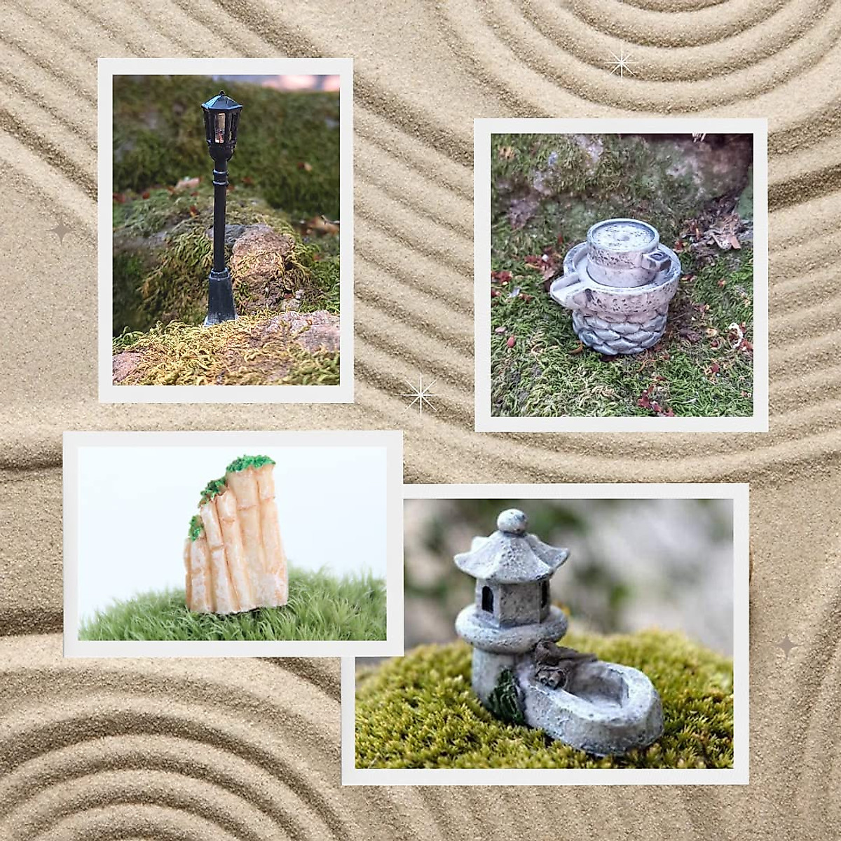 Mini Zen Garden Accessories, Outdoor Fairy Garden Miniatures, Sandbox Decorations, Zen Tray Items, Terrarium Ornaments, Dollhouse Supplies, Desk Top Figurines, Bonsai Decorative Craft Tools Kit