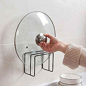 XJJZS Pot Lid Holder Iron Cutting Board Holder Stand Kitchen Organizer Rack Hanging Board Shelf Pan Lid Cover Storage Rack (Color : Black)