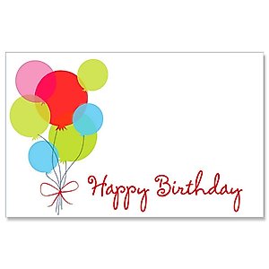 Happy Birthday Balloon Enclosure Cards/Gift Tags - 3 1/2 x 2 1/4 (50)