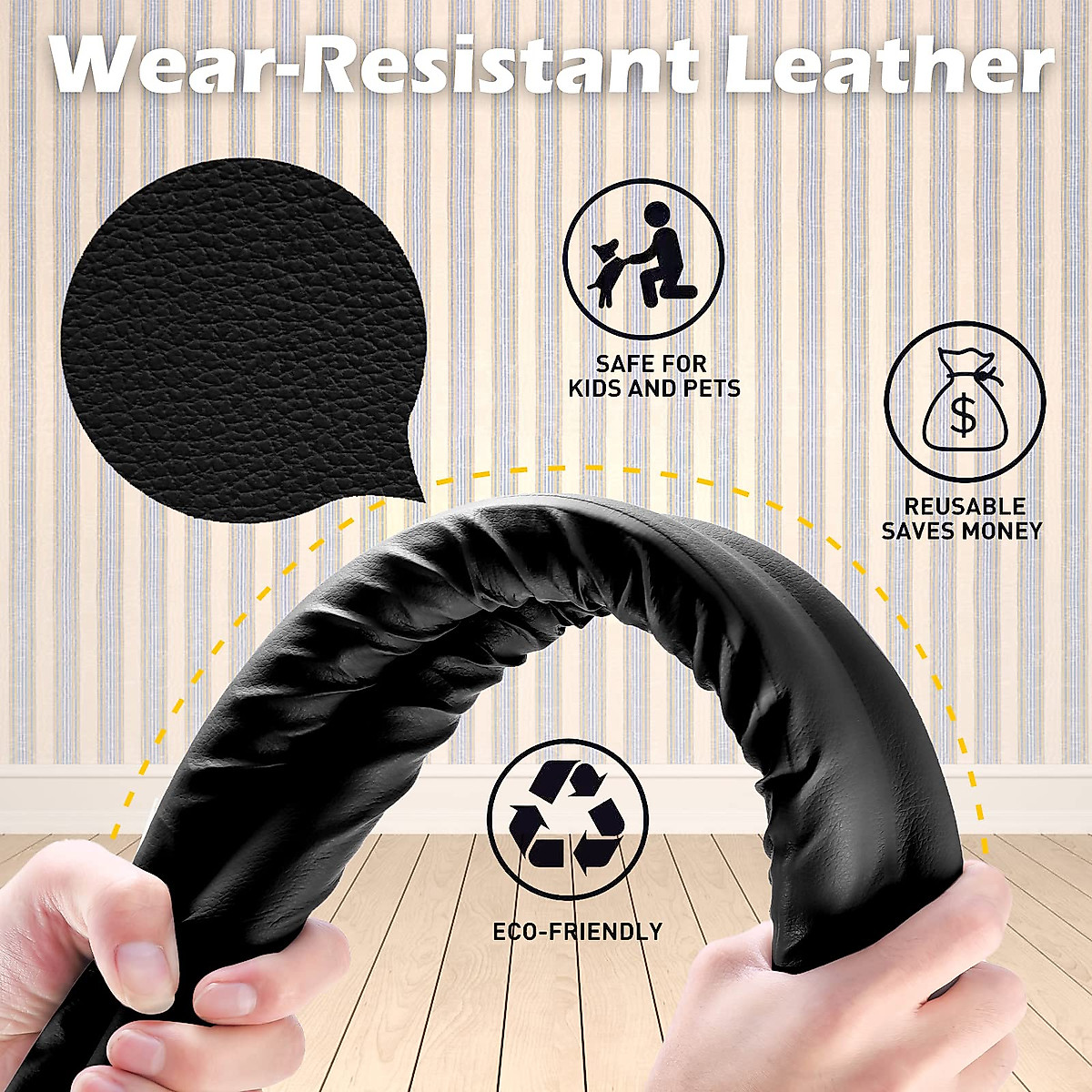 C CELAINER Door Draft Stopper, Draft Stopper for Bottom of Doors, Under Door Draft Blocker, Bottom Seal Weather Stripping, Removable and Washable, Sound Blocker, Adjustable Door Sweeps 37 inch (Black)