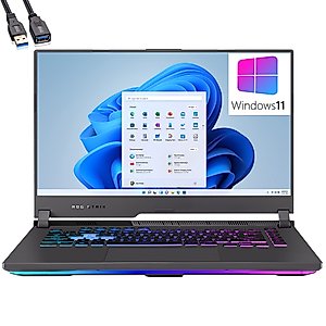 ASUS ROG Strix G15 15.6" 144Hz FHD Gaming Laptop, 8-Core AMD Ryzen 7 4800H (Beat i7-10700), 64GB DDR4 RAM, 2TB PCIe SSD, GeForce RTX 3060 6GB, WiFi 6, RGB Backlit KB, Windows 11, BROAG Extension Cable