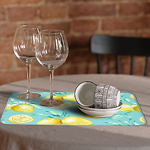 Microfiber Lemon Dish Drying Mat 24x18 inch Super Absorbent Dish Draining Mat for Kitchen Counter Kitchen Gadgets for Easy Clean Multi-use