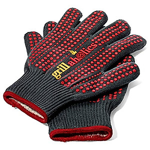 Grillaholics Stainless Steel Smoker Box & Heat Resistant Grill Gloves Bundle