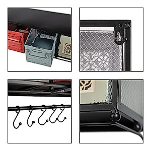 AcozyHom Metal Wall Mounted Coat Rack with Hooks and 4 Drawers, 30.3"(L) x6.7(W) x11.8(H), Home Entryway Wall Hanging Shelf, Iron Storage and Display Organizer for Coats, Hats, Keys, Cups, Colorful