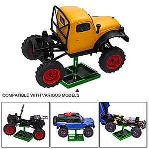 WOAEIUOS RC Car Stand Repair Tool Set 360 Degree Rotation for 1/18 1/24 RC Car Truck Buggy (Green)
