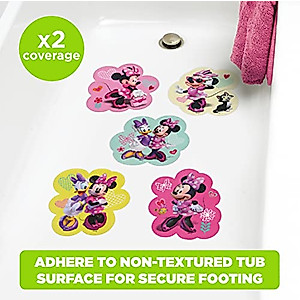 Disney's Minnie Mouse, Daisy, and Figaro Non-Slip Adhesive Tub Applique Decals for Kid's Shower and Bath Safety, Multicolor, 10 Pieces