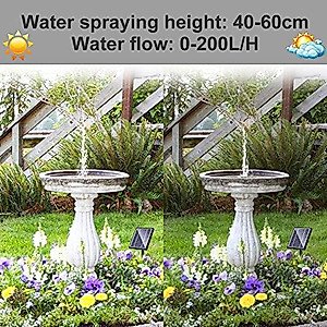 Biling Solar Bird Bath Fountain with Panel, Upgrade 200L/H Solar Fountain Water Pump Kit, Solar Powered Fountain Pump outdoor for Bird Bath Pond Garden Pool Fish Tank Aquarium