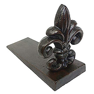 Lulu Decor 100% Cast Iron Fleur De Lis Door Stopper, 5 lbs 11 oz, Well Built Door Stopper, 6.50" H, 8" L