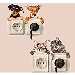 Removable Switch Sticker, 8 Cats and Dogs Lovely Wall Sticker, Light Switch Decor Decals, Family DIY Decor Art Stickers Home Decor Wall Art for Kids Bedroom Office Decoration(4 Styles)