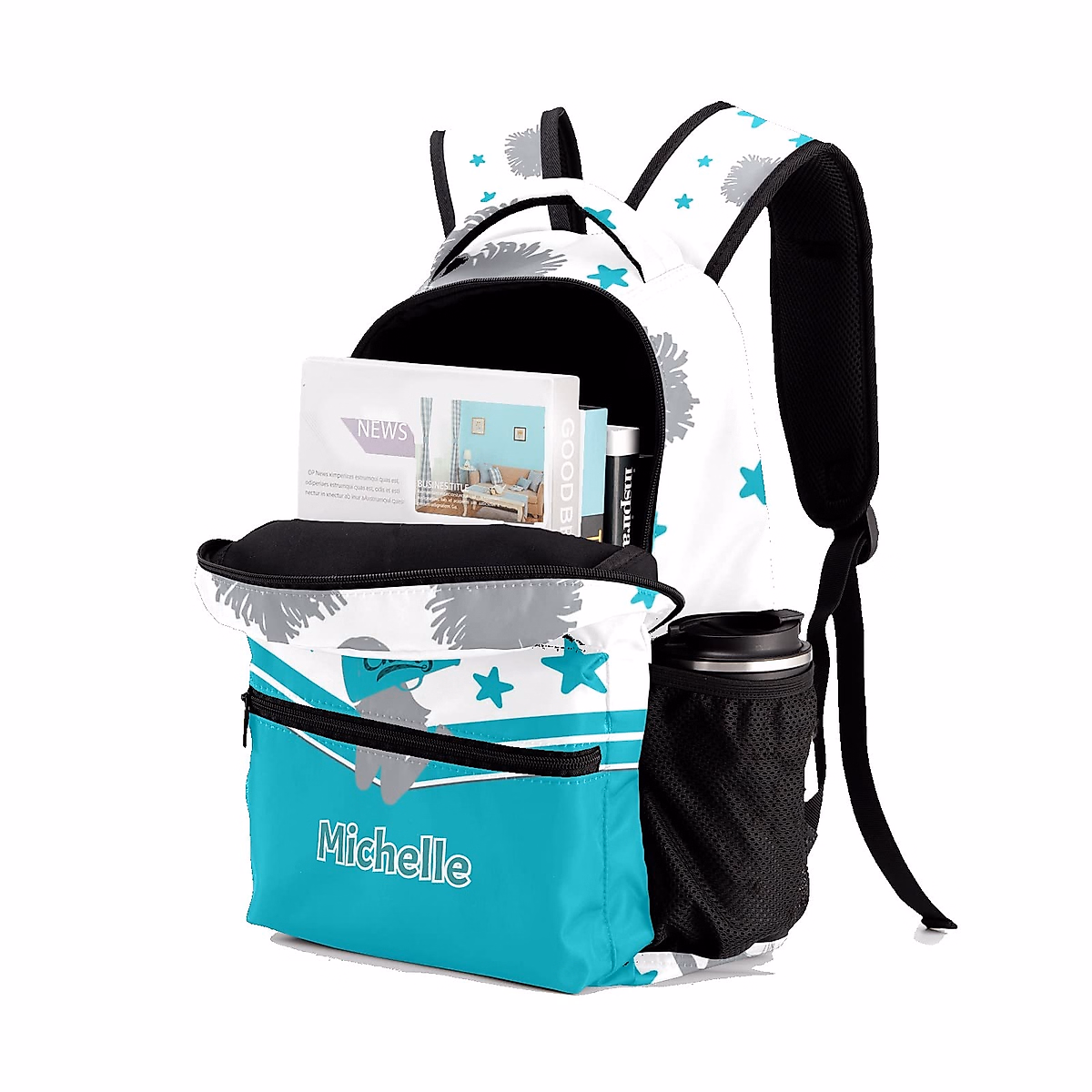 WOWPersonalTailor Cheers Light Blue Cheerleaders Backpack Waterproof Travel Bag for Hiking Camping