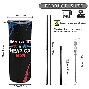 20 oz Water Bottle desantis Coffee Mug, mean tweets cheap gas 2024 Water Bottles with Straw and Lid Thermo Coffee Travel Mug Glitter Cups Gift Uncle