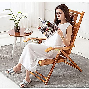 Lounge Chair, Wood Rocking Adjustable Chair Wooden Lounge Rocking Chair Porch Rocker Outdoor Sun Lounger Ergonomic Patio Recliner Folding Reclining Chair