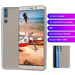 ASHATA Unlocked Android Smartphone Cellphone 5.72in Full HD Screen, Camera with Dual Core Sensors Front 2MP Rear 2MP, can AI Backlit Photos, 512MB RAM + 4GB ROM, 1800mAh Fast Charging(US Gold)