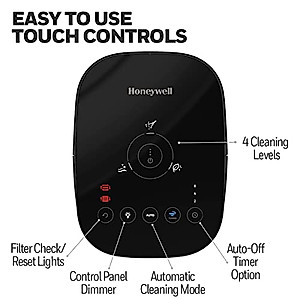 Honeywell HPA080 InSight HEPA Air Purifier with Air Quality Indicator and Auto Mode, Allergen Reducer for Medium Rooms (100 sq ft), Black - Wildfire/Smoke, Pollen, Pet Dander & Dust Air Purifier
