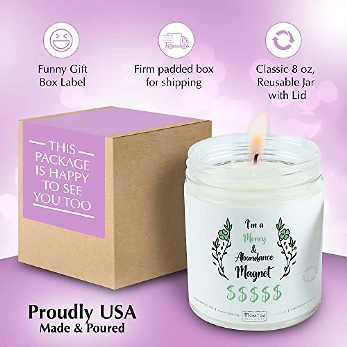 Birthday Gift for Women Mom Gift, 8oz Candle, Gifts for Bridal Shower Party, Money Cash Flow Boost, Anniversary Day, Soul Sister Girlfriend Wife BFF Bestie Online Dating Present