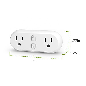 HBN Smart Plug 15A, WiFi&Bluetooth Outlet Extender Dual Socket Plugs Works with Alexa, Google Home Assistant, Remote Control with Timer Function, No Hub Required, ETL Certified, 2.4G WiFi Only, 2-Pack