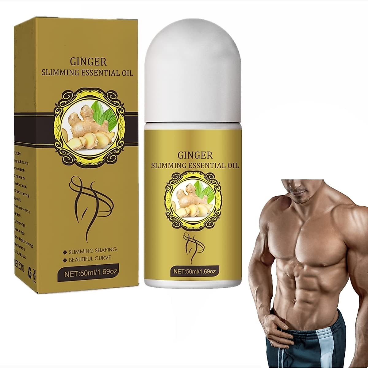 SUNRHYME PacX Gynecomastia Firming Ginger Roller, Gynecomastia Tightening Ginger Cream, Natural Tightening Ginger Cream Make Chest Shape Tough and Strong (1Pcs)