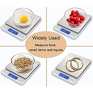 Food Scale Digital Kitchen Scale for Food Ounces and Grams, Small Electronic Pocket Scale for Weight Loss, Baking, Cooking, Coffee, Jewelry, 6.6lb/3kg, 0.01oz/0.1g Precision (Batteries, 2 Trays)