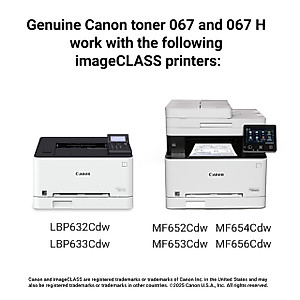Canon 067 Cyan Toner Cartridge, High Capacity, Compatible to MF656Cdw, MF654Cdw, MF653Cdw, LBP633Cdw and LBP632Cdw Printers
