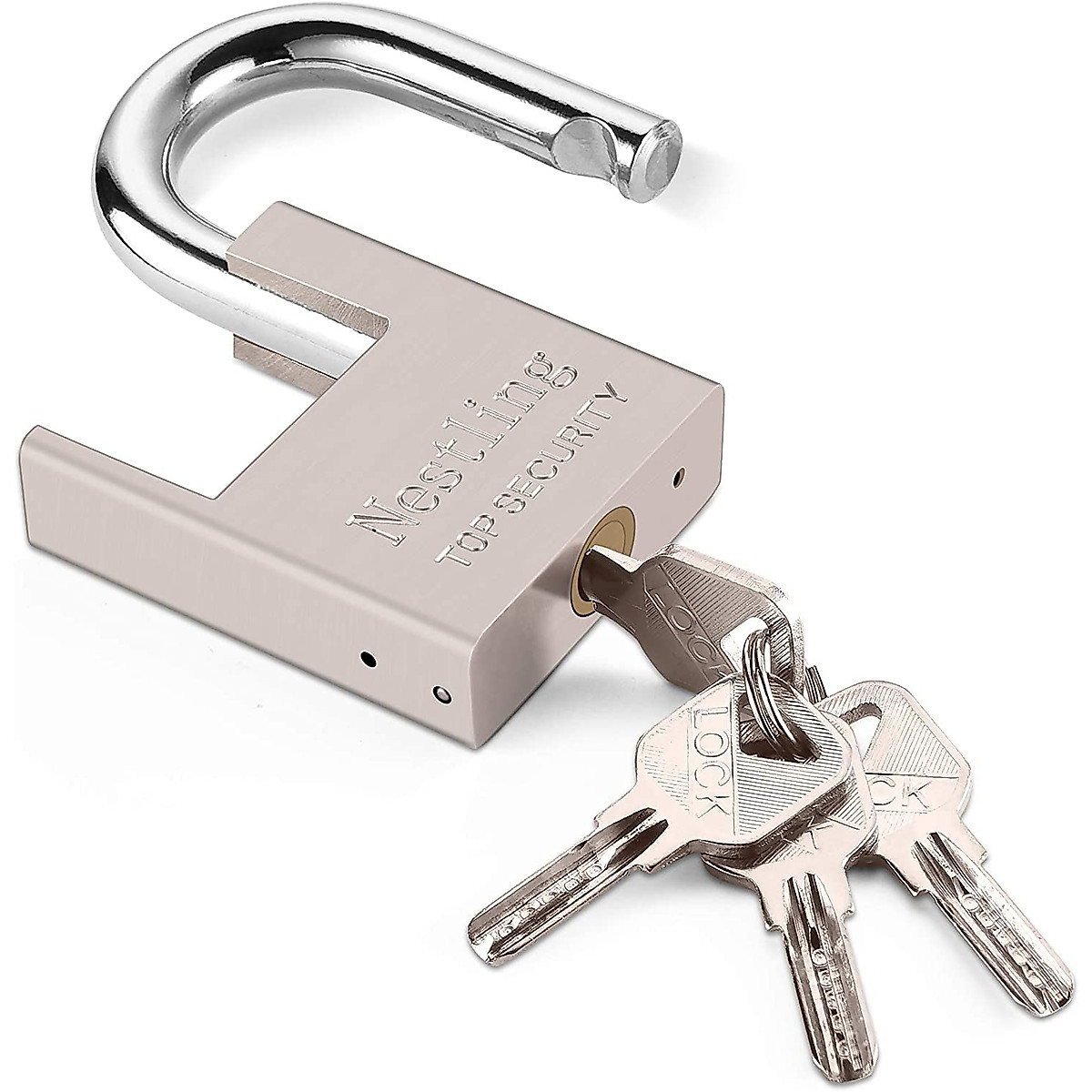 AMMIY Locks with 4 Keys，Keyed Alike Heavy Duty Pad Lock，Outdoor Solid Brass Keyed Padlock, High Security Wraped Beam Padlock with Key for Gate Lock School Gym Locker Storage Unit Fence Hasp Toolbox