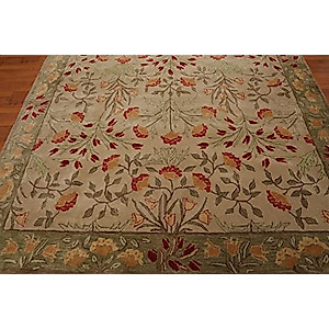 Old Hand Made Floral Bleige Tulips Traditional Persian Oriental Woolen Area Rugs 6x9 ft