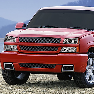 DNA MOTORING HL-OH-CS03-4P-CH-AM Chrome Amber Headlights Compatible with 2003-2006 Chevy Silverado/Avalanche