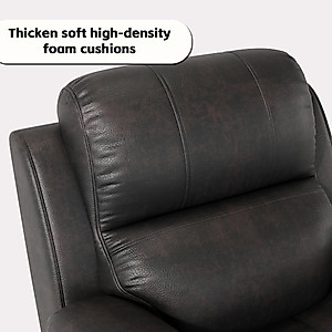 Olodumare Mid-Century Power Reclining Breathable Fabric Sofa for Living Room, with Drop Down Table, USB Button, Wireless Charger, Magazine Bag, Faux Leather Sofa (Espresso)