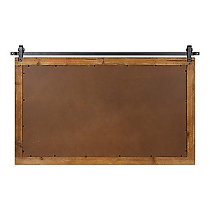 Kate and Laurel Cates Farmhouse Horizontal Wood Framed Wall Mirror, 40 x 26, Rustic Brown, Barn Door-Inspired Rustic Mirrors for Wall