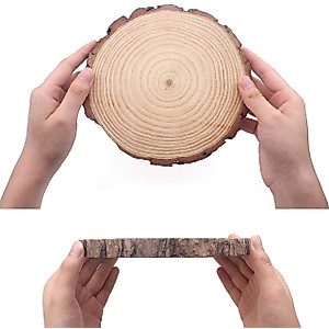 Natural Pine Wood Slabs Untreated 7-8 inches Diameter x 4/5" Thick Solid Wood Slices for Weddings, Table Centerpieces, DIY Projects or Decoration-2Pcs