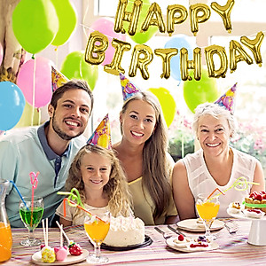 Happy Birthday Banner (3D Gold Lettering) Mylar Foil Letters | Inflatable Party Decor and Event Decorations for Kids and Adults | Reusable, Ecofriendly Fun