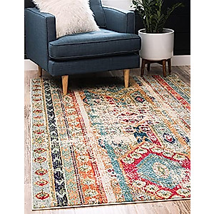 Unique Loom Sedona Collection Distressed, Southwester, Over-Dyed, Vintage Area Rug, 9' 0" x 12' 0", Blue/Beige