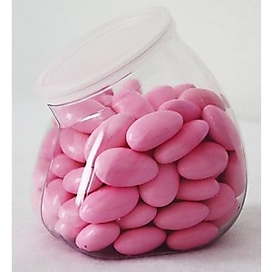 TELL INDUSTRIES 64 oz Flattened Globe Plastic Storage Container with Lid (1) - Reusable & Recyclable - Shatterproof Jars - Clear Plastic Jars for Cookies, Candy, Laundry Detergent Pods