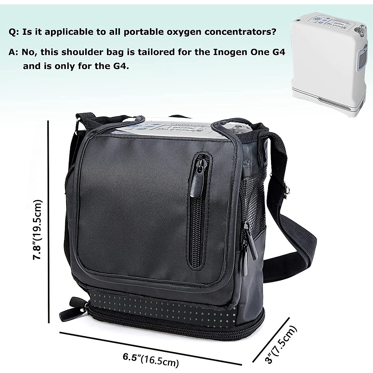Carry Bag for Inogen One G4, Portable Oxygen Concentrator Shoulder Bag Compatible with Inogen One G4 & Accessories (Black)
