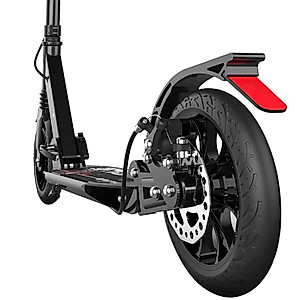 LXLA - Folding Adult Kick Scooter with Disc Handbrake, Big Wheels Dual Suspension Commuter Scooter, Adjustable Height, Supports 220lbs