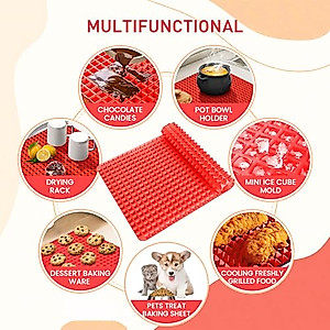 Silicone Baking Mat Sheets for Oven Mats Cooking Pan16"x11" and 6.7"x6.7" 2 Pack Non-Stickfor Oven Grilling BBQ (2 Pack-Red Large+Small)