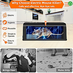 Electric Mouse Trap Indoor, Electric Rat Killer Mouse Zapper, Upgraded Rodent Trap with Powerful Voltage, Humane Mouse Killer for Rats and Mice in Living Room, Kitchen, Attic, Garage, Basement