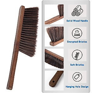 Hand Broom Brush,Natural Wooden Handle Soft Bristles Dusting Cleaning Brush,Light and Sturdy for Furniture,Bed,Car,Bench, Crevice Cleans