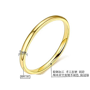 COLORFUL BLING 2mm Thin Titanium Stainless Steel Stackable Band Knuckle Stacking Rings Set Dome Polished Surface Midi Ring Simple for Men Women Wedding Classic Jewelry-6