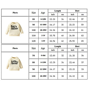 vchoohce Baby Girl Sister Matching Outfit Long Sleeve Letter Print Crewneck Sweatshirt Pullover Sweater Fall Winter Clothes (Big Sister-Yellow,3-4T)