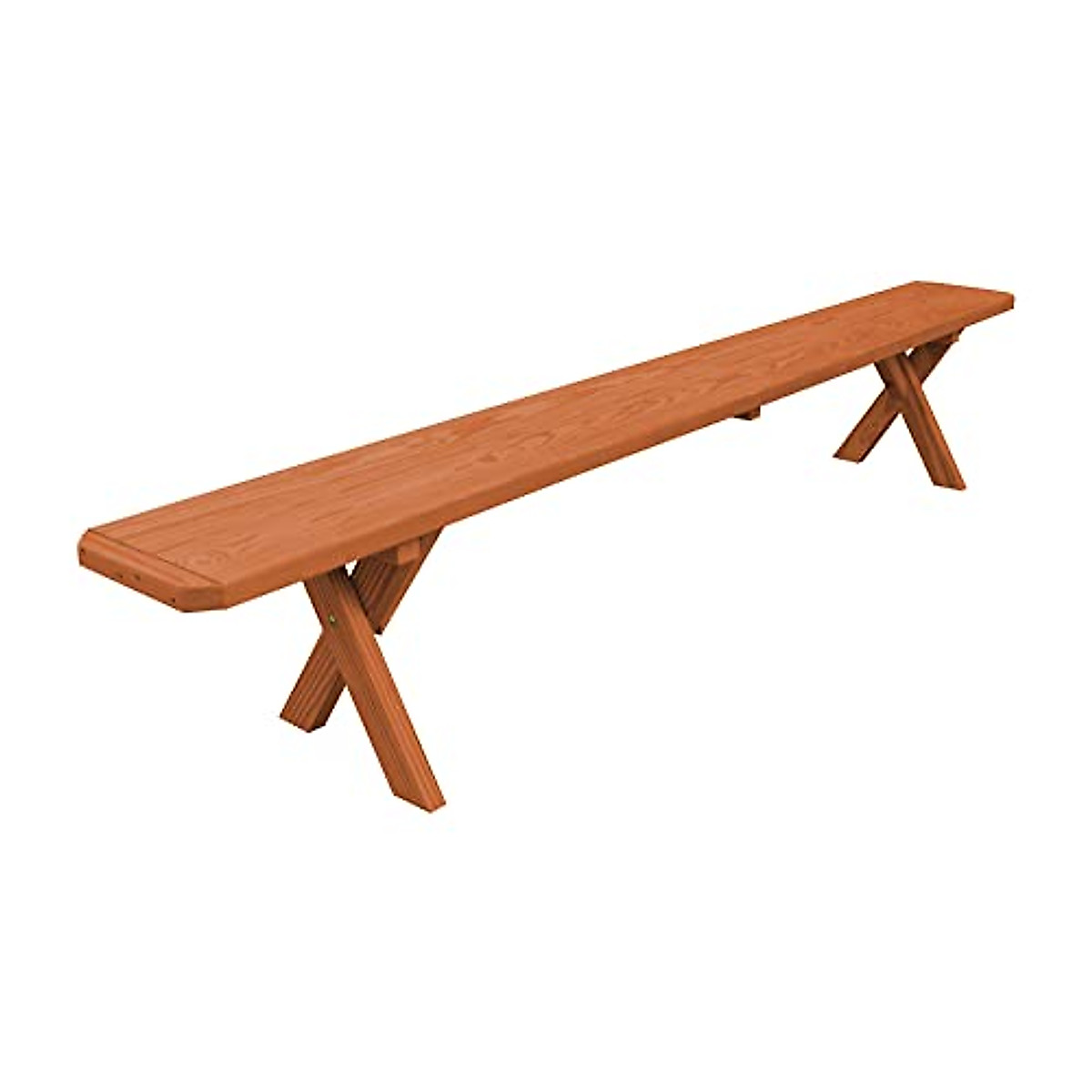 Amish-Made 94" Cross Legged Pressure-Treated Pine Picnic Table Bench, Redwood Stain