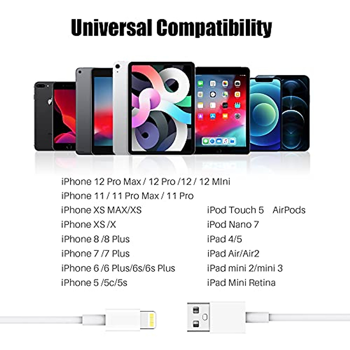 [Apple MFi Certified] iPhone Charger 3 ft 4 Pack, Lightning to USB Cable 3 Foot,Fast iPhone Charging Cables Cord for iPhone 13 Pro Max/12 Mini/11/XR/Xs/X/8/7/6/iPad Pro/Air/Mini-3 Feet White