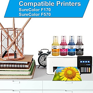 LCL Compatible T49M T49M1 T49M2 T49M3 T49M4 Autofill Sublimation Ink Replacement for SureColor F170 F570 Dye-Sublimation Printer (4-Pack,KCMY)