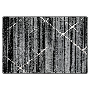 WESTLOOM Area Rug 2x3 Modern Abstract Doormat Retro Accent Mat Indoor Entrance Kitchen Rug Contemporary Indoor Mat Soft Door Mat Boho Plush Small Rug Living Room Bedroom Grey