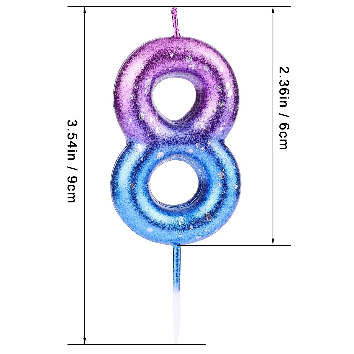LUTER Birthday Candles, Purple Blue Gradient Birthday Candles for Cake Glitter Number Candle Decoration for Kids Adults Birthday Party Wedding Anniversary Graduation Ceremony (8)