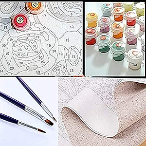 Dramatic Village Paint by Numbers Kits Winter Night Landscape in Countryside with House Acrylic Oil Painting for Adults Kids Full Moon Pictures Art Craft Farmhouse Decor Nordics Gift(Frameless)