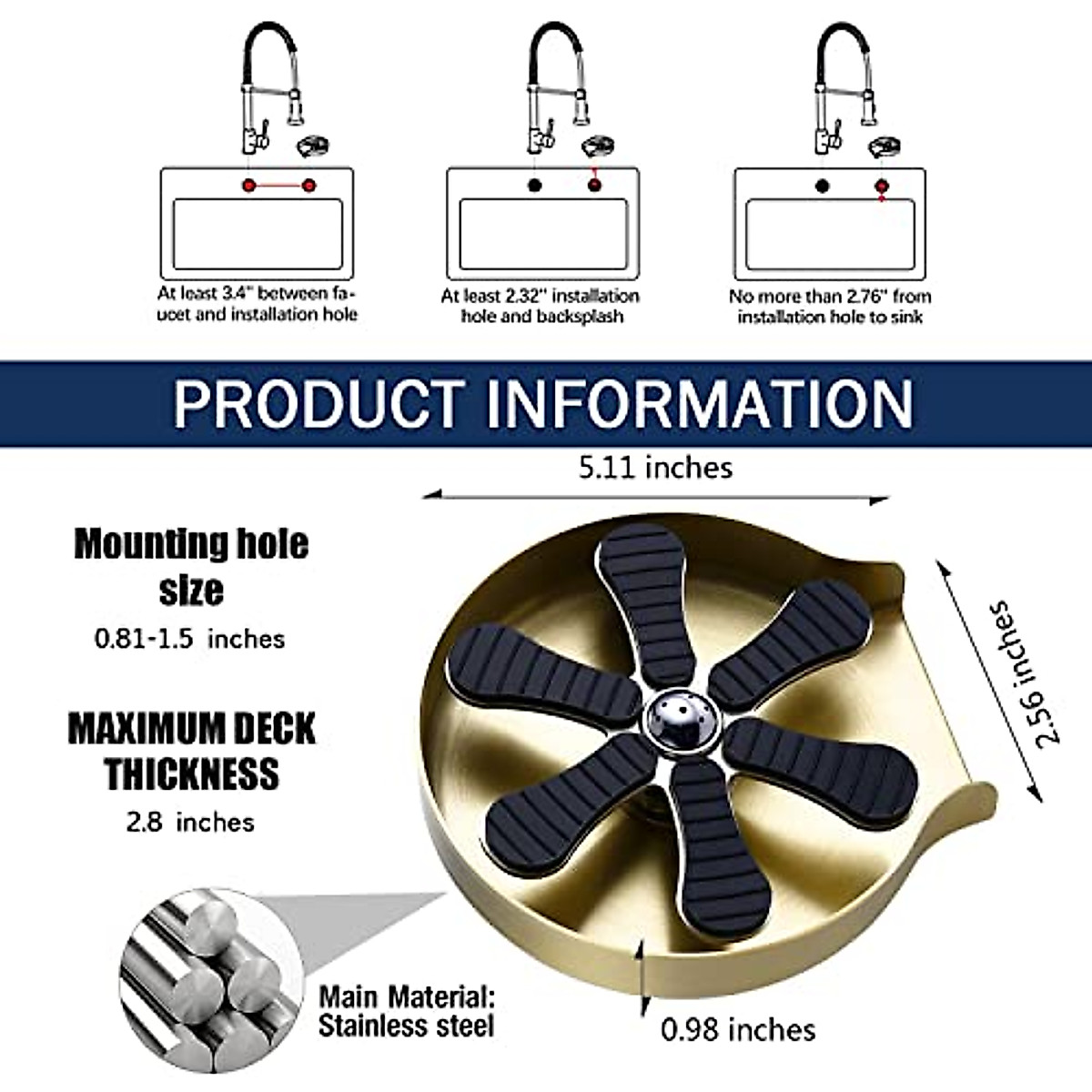 Kitchen Sink Glass Rinser,Faucet Glass Rinser for Kitchen Sinks,stainless steel Bottle Washer,Bar Glass Rinser,Kitchen Sink Accessories,Cup Rinser Bottle Washer (Brushed Gold)