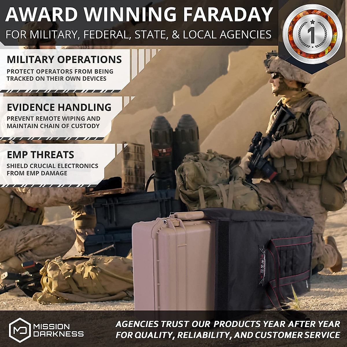 Mission Darkness T10 Faraday Bag for Computer Towers & XL Electronics // Military-Grade Faraday Cage for Digital Forensics, RF Signal Blocking, EMP CME Protection, Preppers, and Personal Security