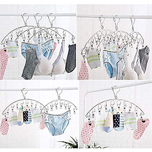 AmtBety 3 Pack Clothes Drying Rack with 12 Clips,Folding Stainless Steel Drying Hanger for Drying Socks,Drying Towels, Hat,Scarf,Diapers,Handkerchief,Bras, Baby Clothes,Lingerie,Socks,Gloves